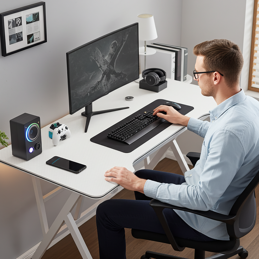 Large Vertex Modern Multifunctional Ergonomic Computer Desk White 120c