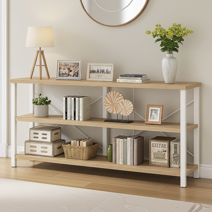 Serenity Industrial Console Table Bookcase TV Stand Storage Shelf Unit