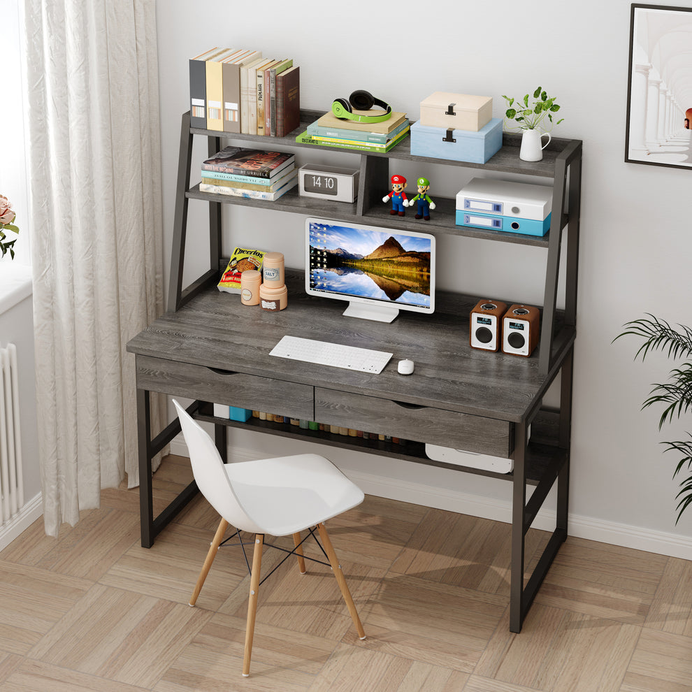 Enterprise Large Computer Desk Workstation with Shelves & Drawers (Rus