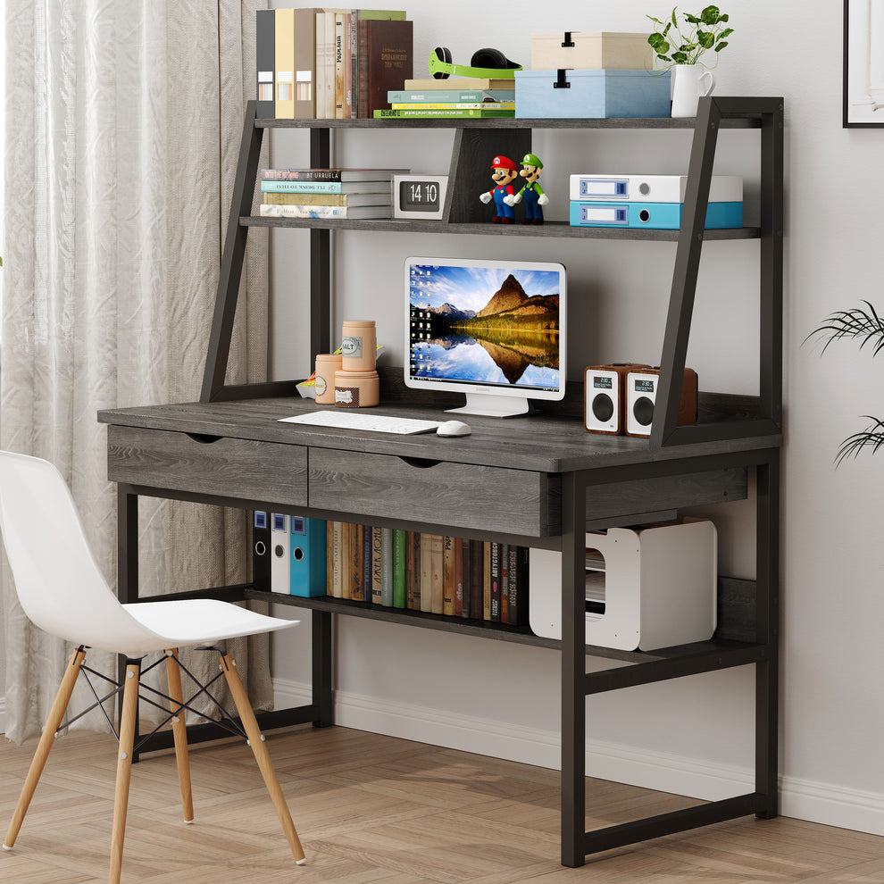 Enterprise Large Computer Desk Workstation with Shelves & Drawers (Rus