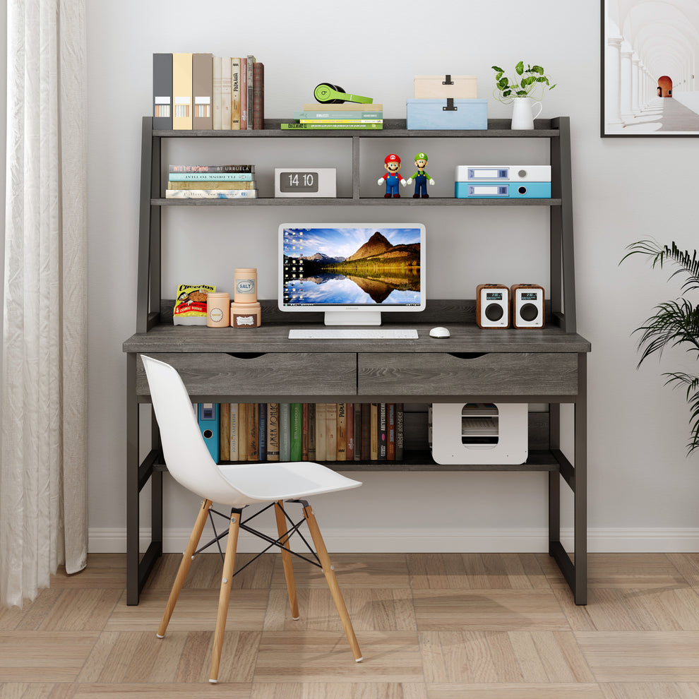 Enterprise Large Computer Desk Workstation with Shelves & Drawers (Rus