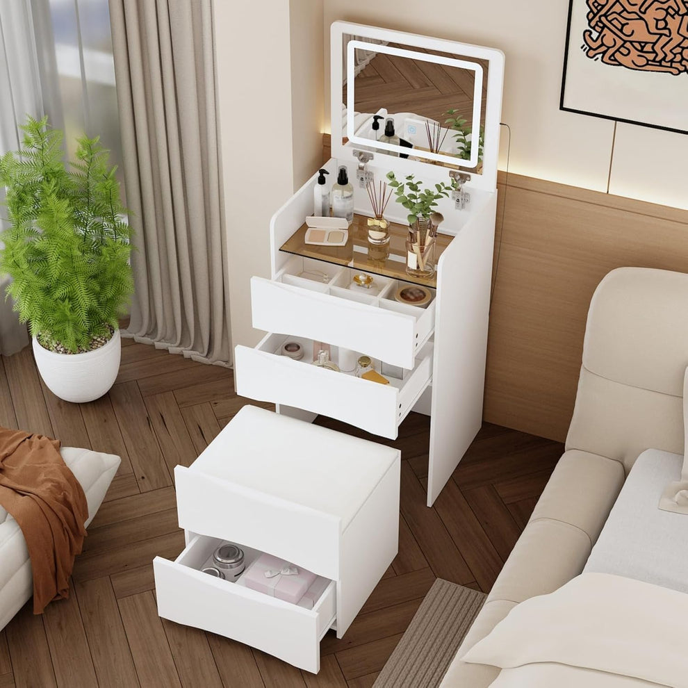 Luxury Multifunction LED Dressing Vanity Table with Mirror Drawers Sto