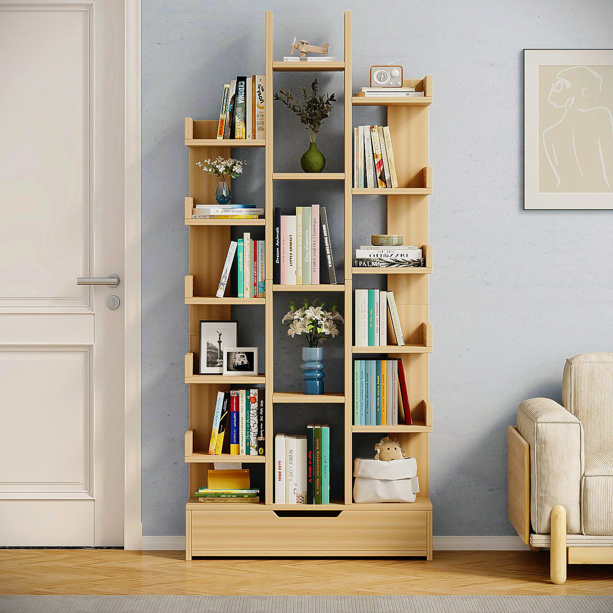 18-Shelf Brilliance Bookshelf Display Cabinet Shelf Bookcase Storage O