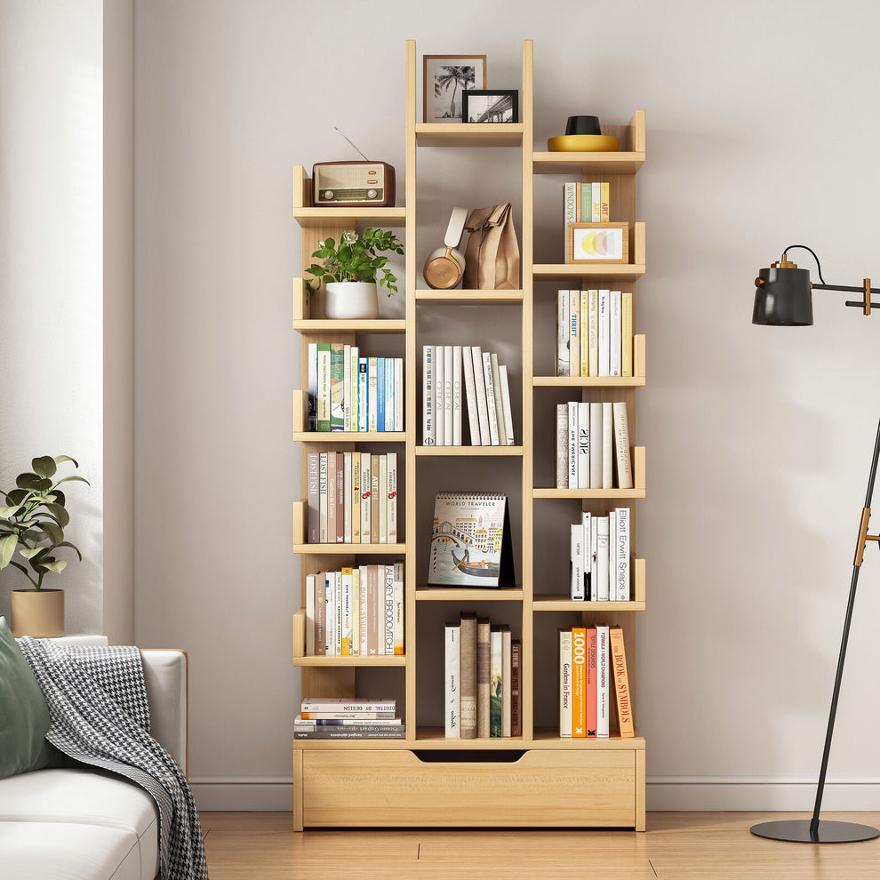 18-Shelf Brilliance Bookshelf Display Cabinet Shelf Bookcase Storage O