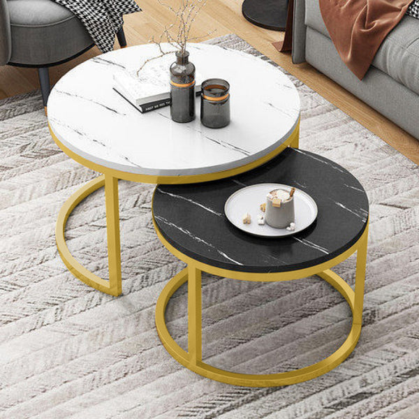 Synergy 2 In 1 Lush Marble Look Designer Nesting Coffee Tables