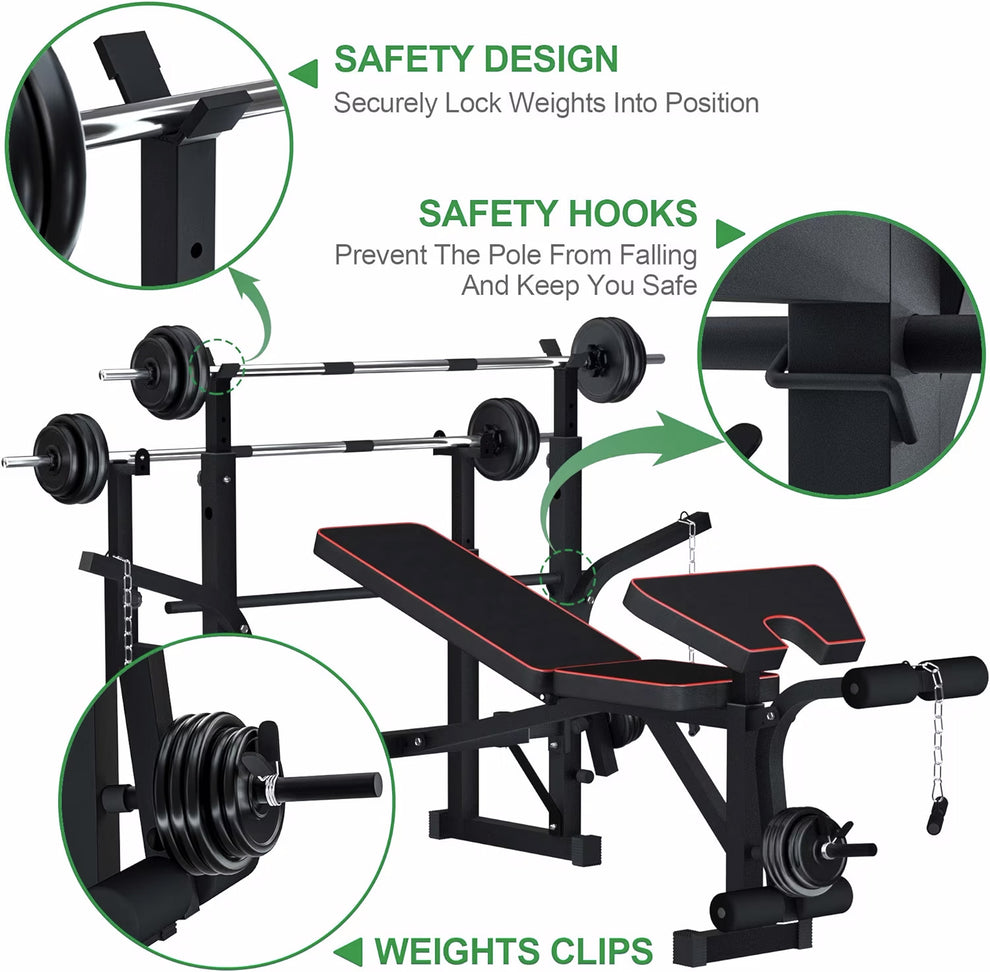 Fitplus Heavy Duty 7-in-1 Multi-Station Weight Bench Press Pull Down H
