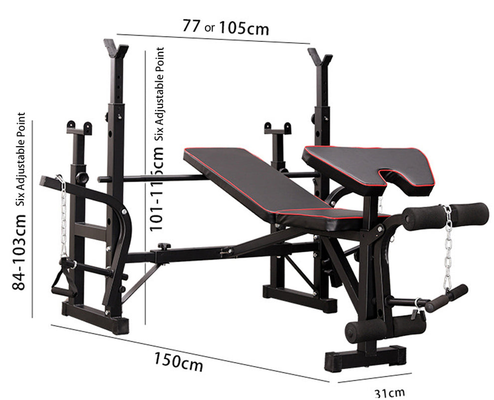 Fitplus Heavy Duty 7-in-1 Multi-Station Weight Bench Press Pull Down H