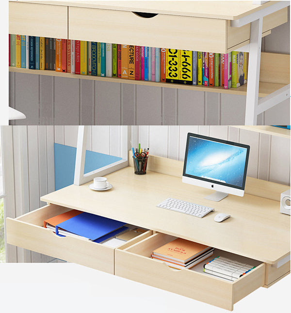 Enterprise Large Computer Desk Workstation with Shelves & Drawers (Whi